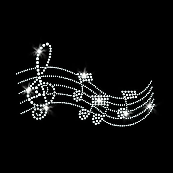 JCS Rhinestones Music Melody Iron-on Clear Rhinestone Transfer, 7.5 x 4 ...