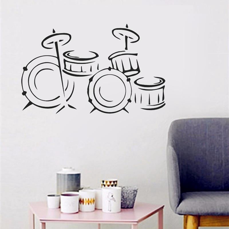 Music Musical Instrument Drum Wall Sticker Home Decor Vinyl Art Murals ...