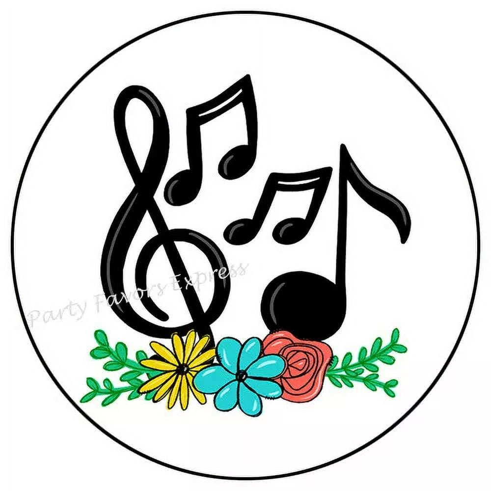 Music Musical Notes Floral Sticker Party Favors Sticker Envelope Seals ...