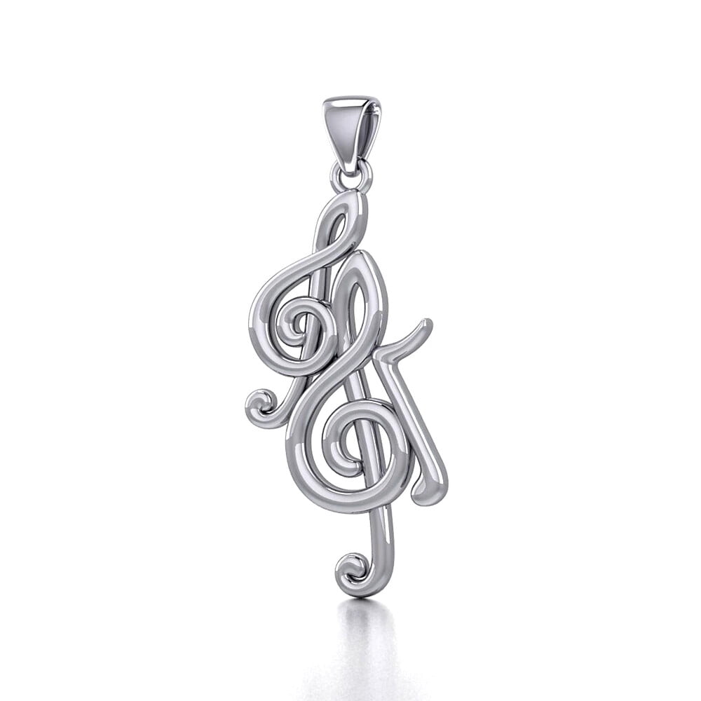 Music Notation Symbol G Clef 925 Sterling Silver Pendant Inspirational ...