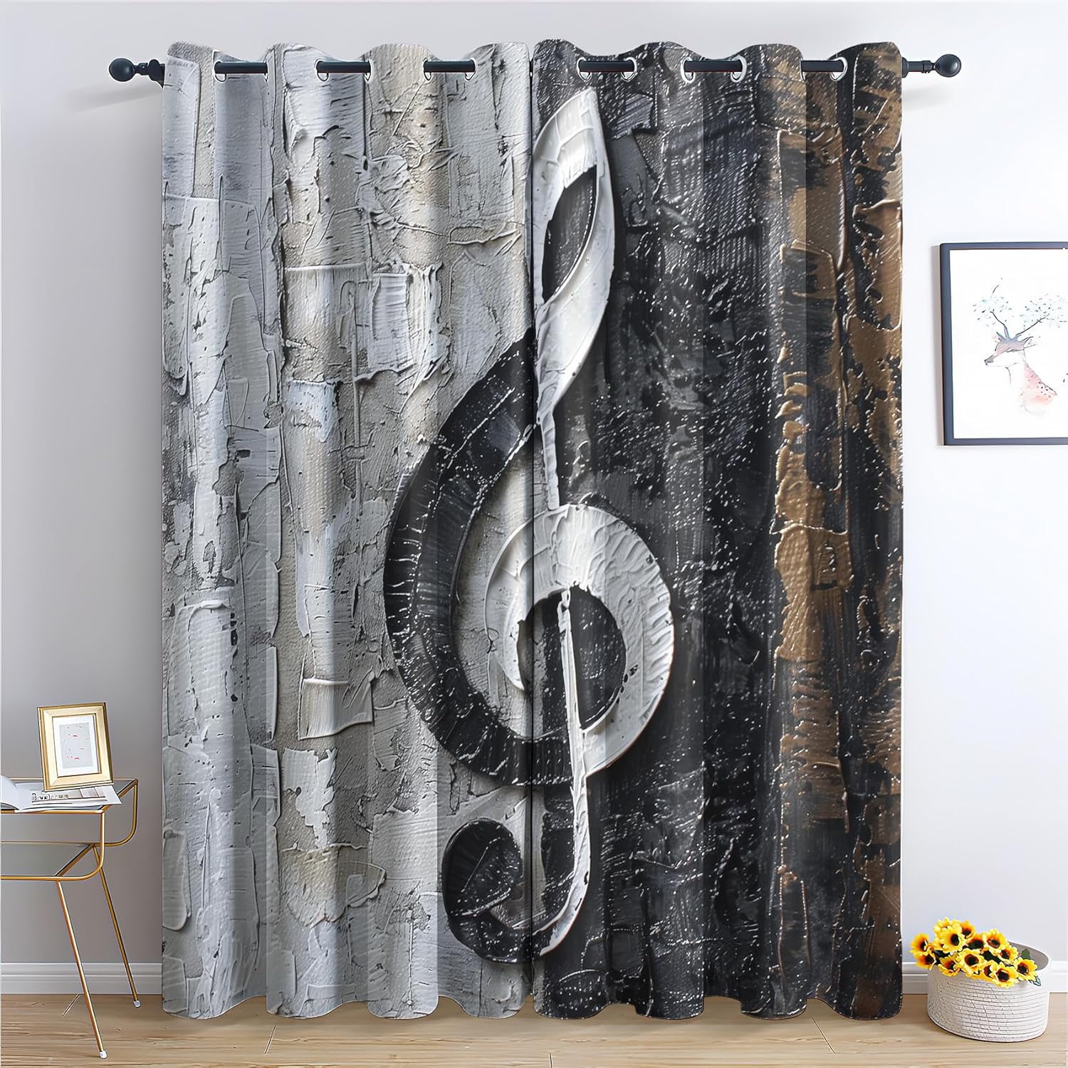 Music Note Blackout Curtains For Bedroom Living Room, Musical Notes ...