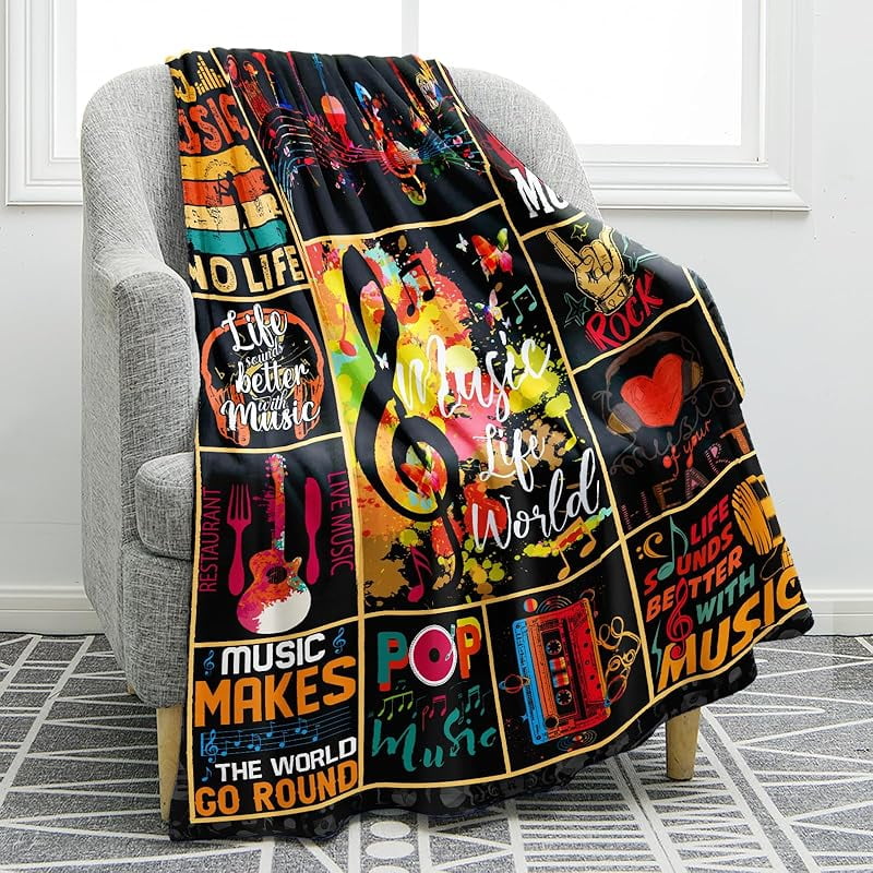 Music Note Blanket Musical Symbol Gifts for Women Kids Girls Boys Men ...