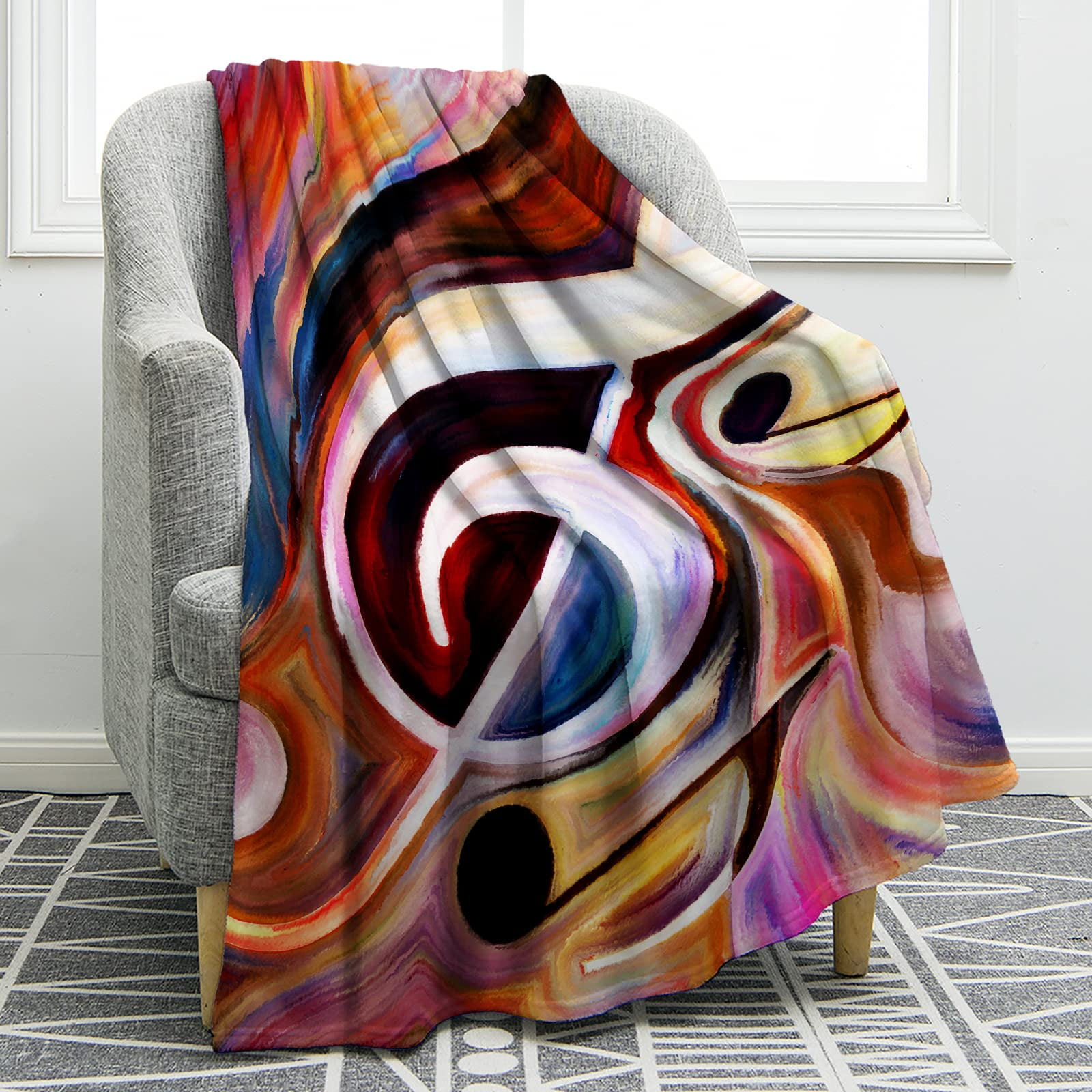 Music Note Blanket Print Throw Blanket Soft Warm Comfortable for Sofa ...