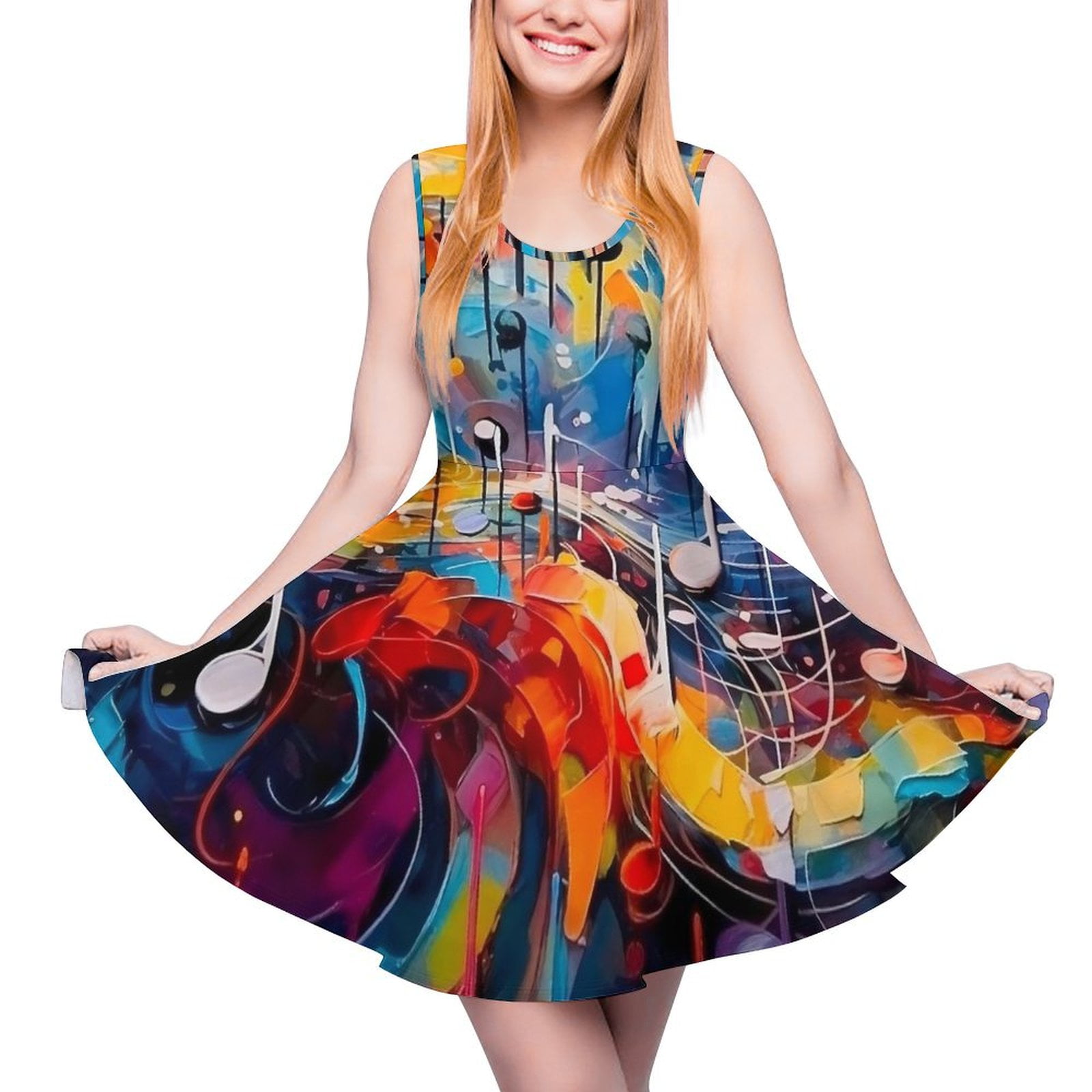 Music Note Dress High Waist Vintage Print Aesthetic Dresses Summer ...