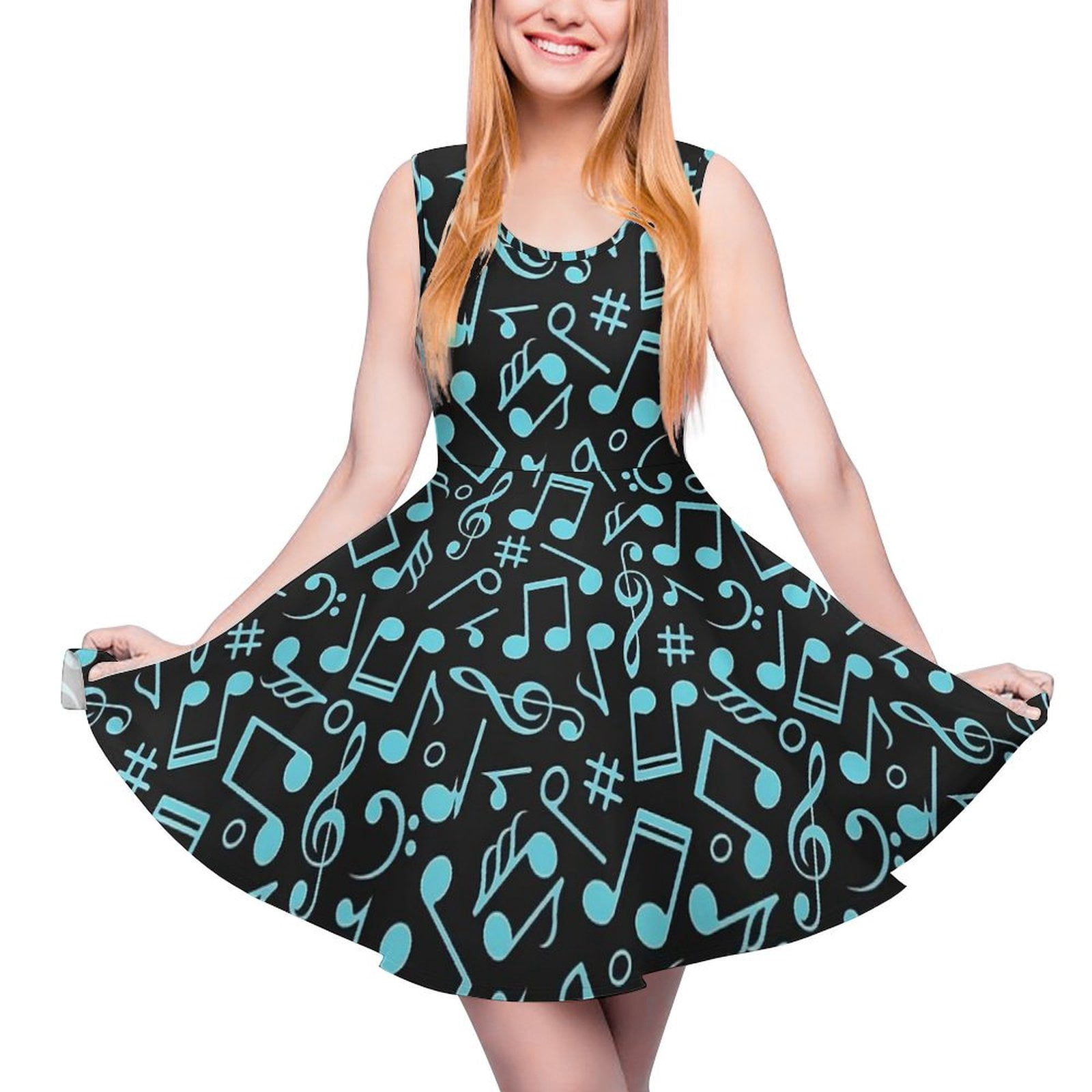 Music Note Dress High Waist Vintage Print Aesthetic Dresses Summer ...