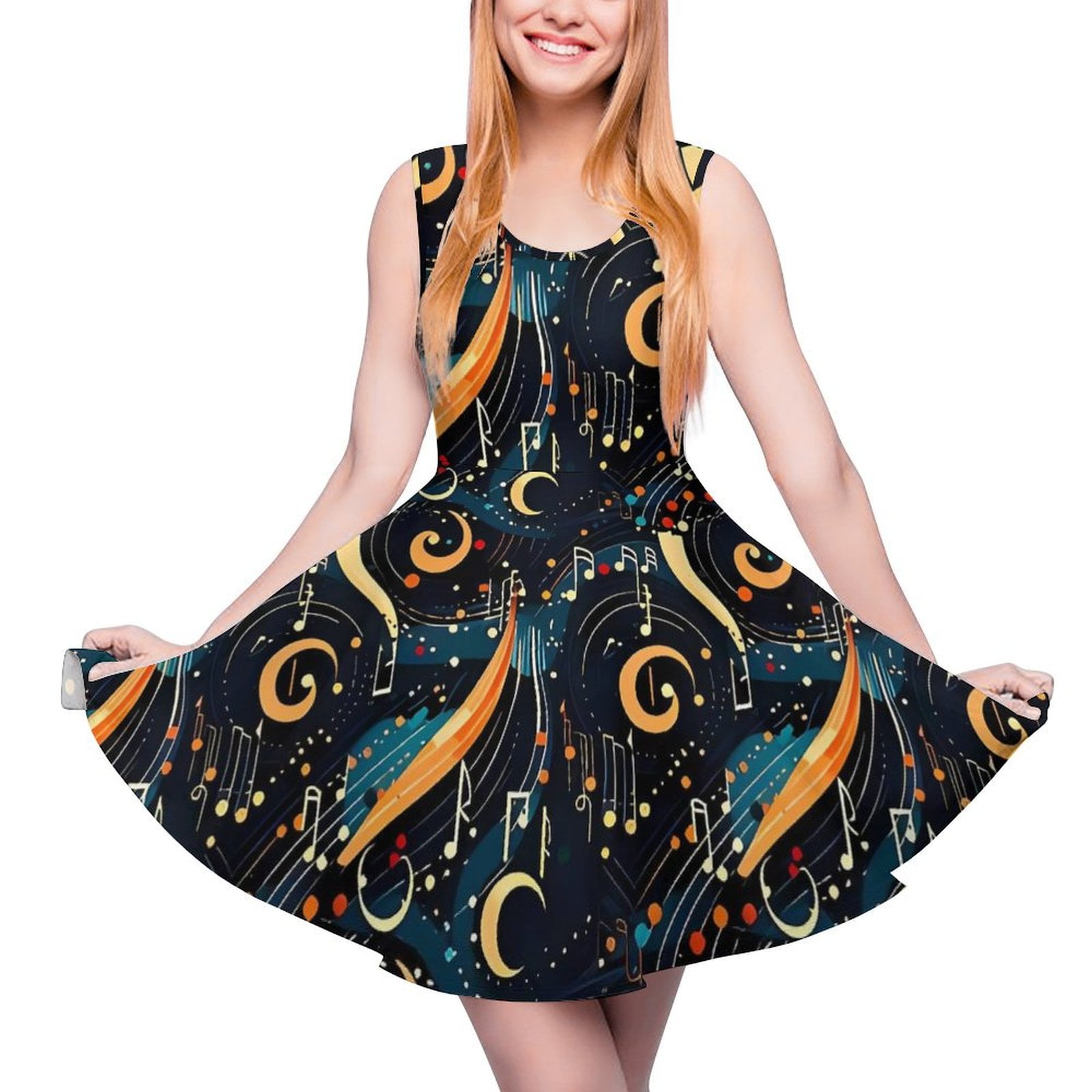 Music Note Dress High Waist Vintage Print Aesthetic Dresses Summer ...
