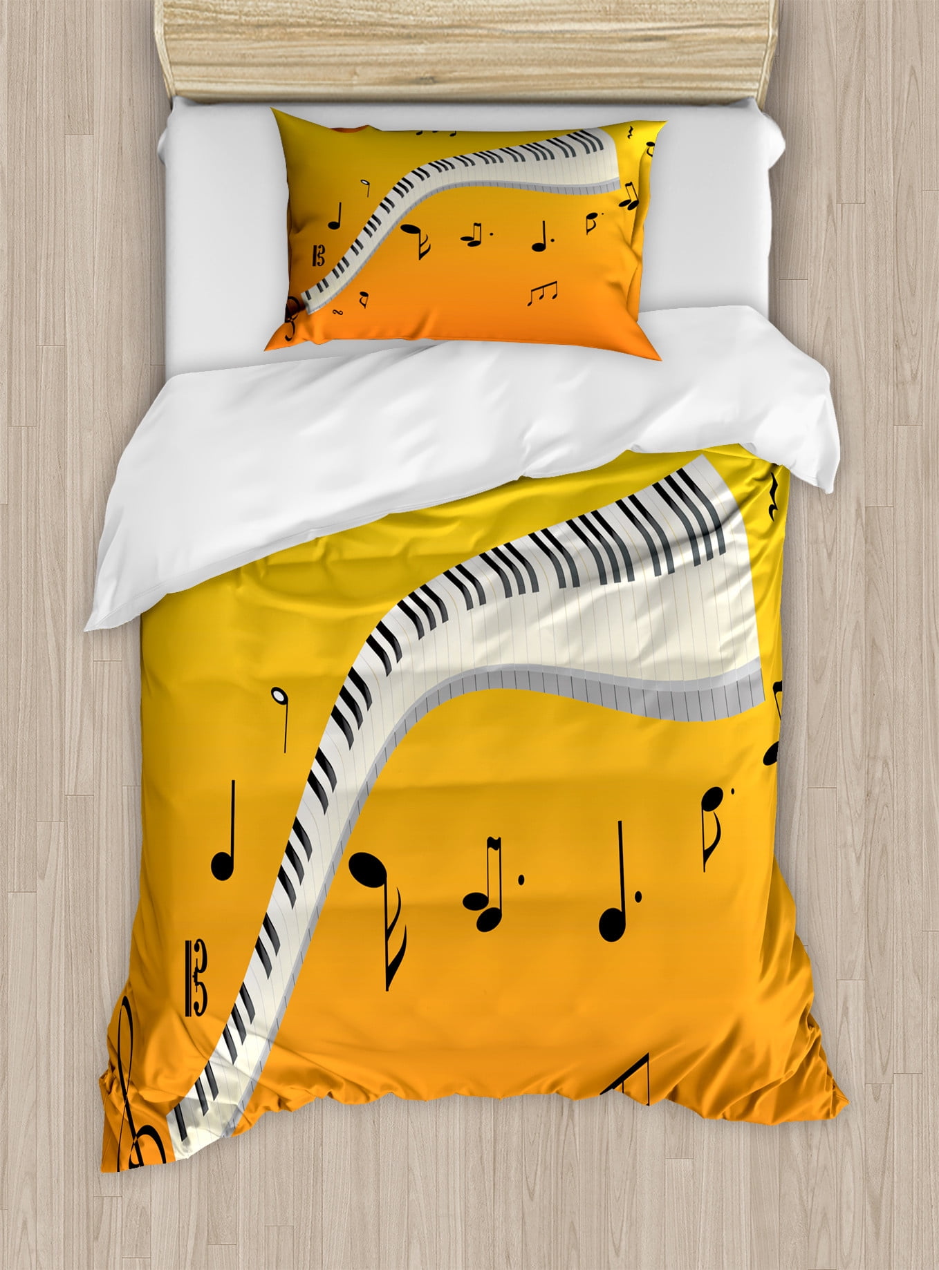 Music Note Duvet Cover Set, Joy in the Air as the Sunsets Piano Keys ...