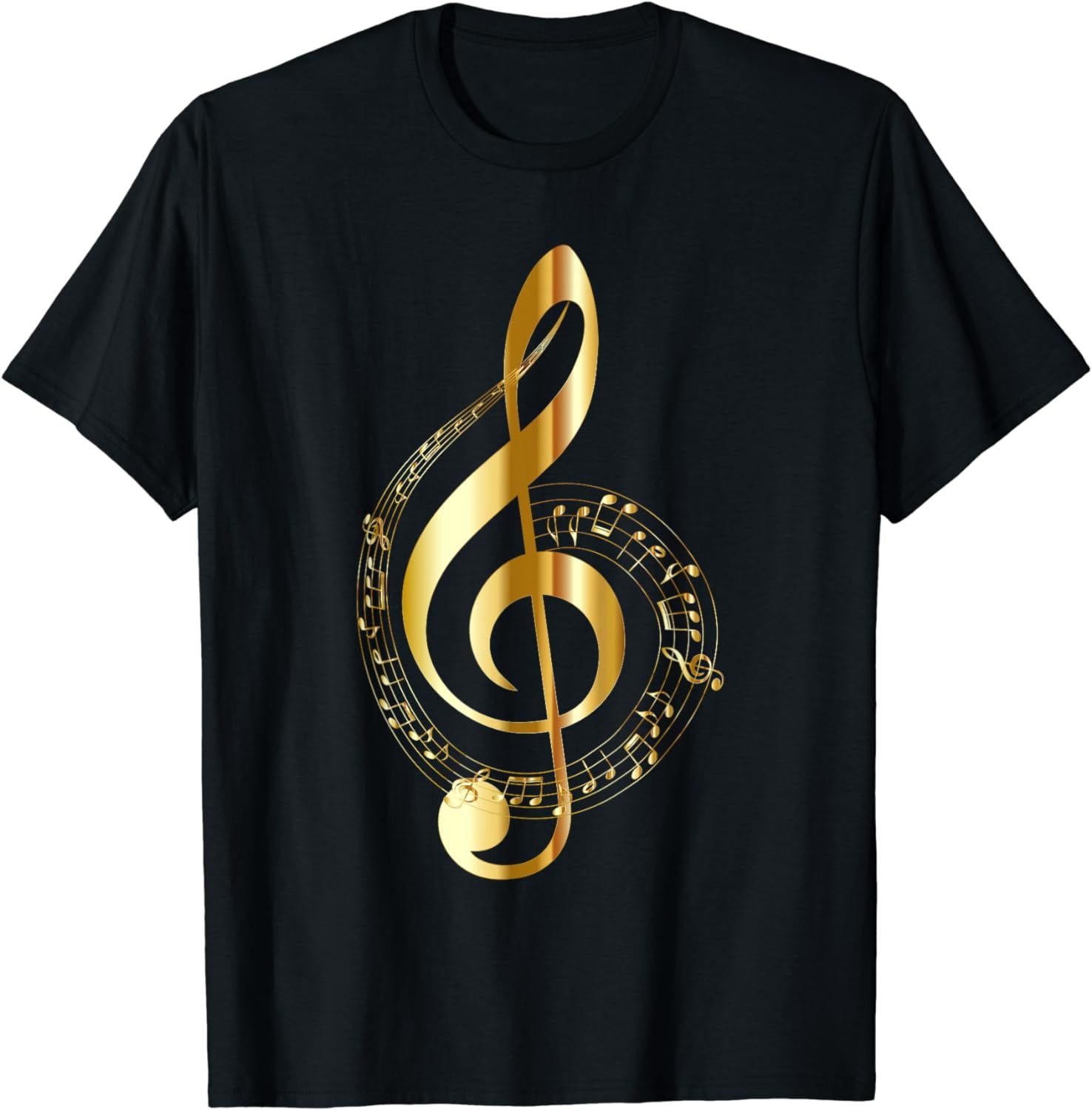 Music Note Goldtone Treble Clef Musical Symbol for Musicians T-Shirt ...