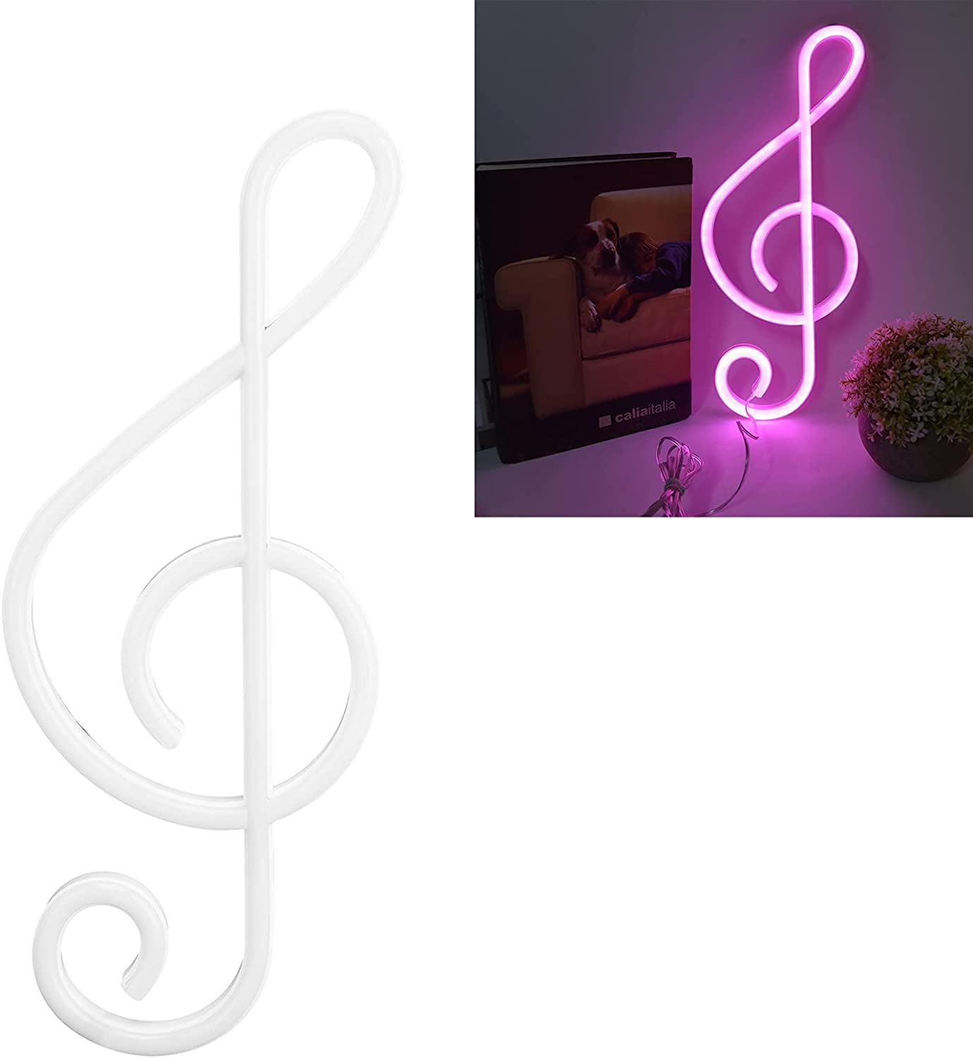 Music Note Led Neon Light, Led Usb Or Battery Music Note Shape Neon ...
