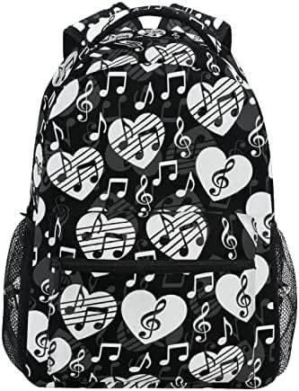 Music Note Musical Sheet Heart Backpack Purse with Multiple Pockets ...