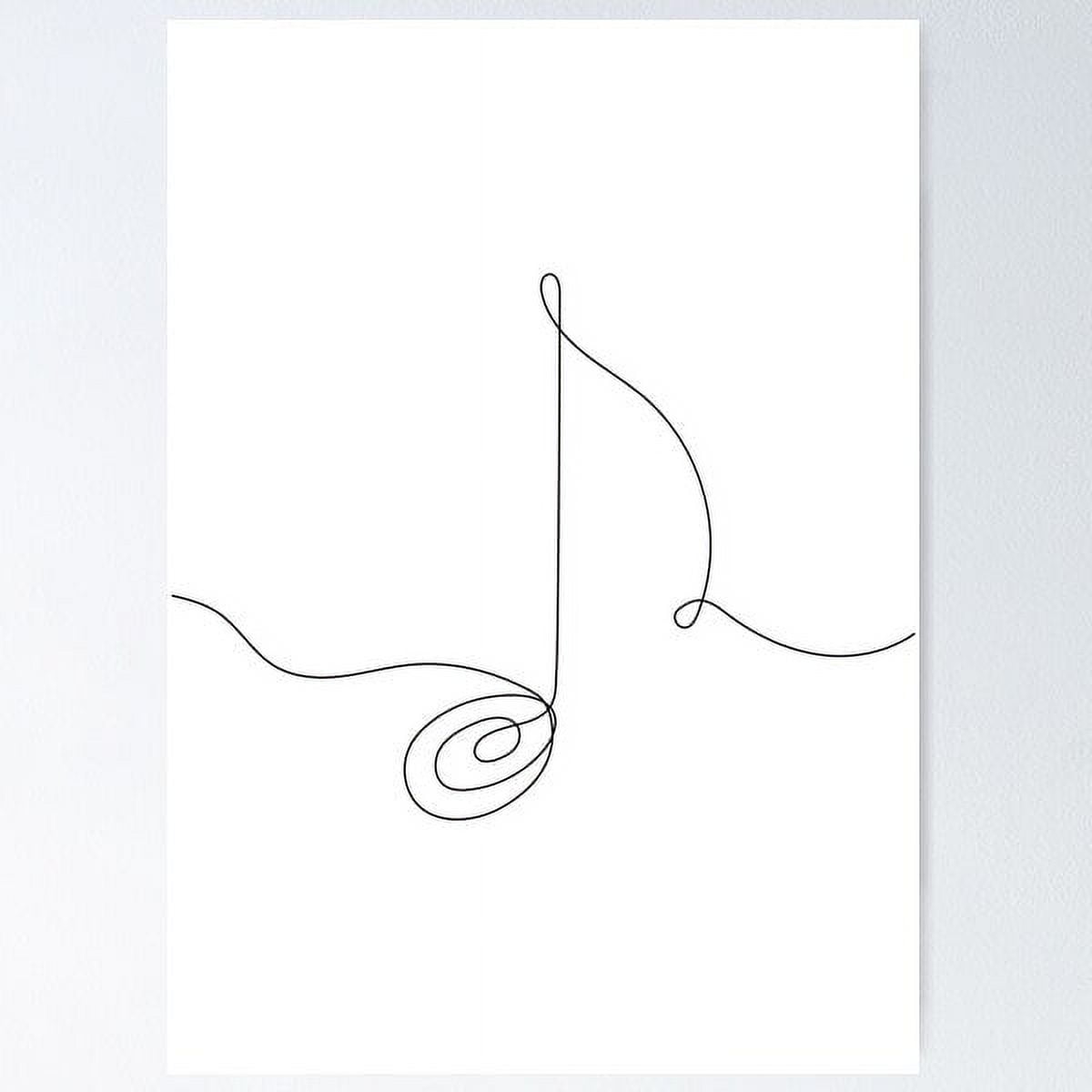Music Note One Single Line Illustration Poster Wall Art, Modern Wall ...