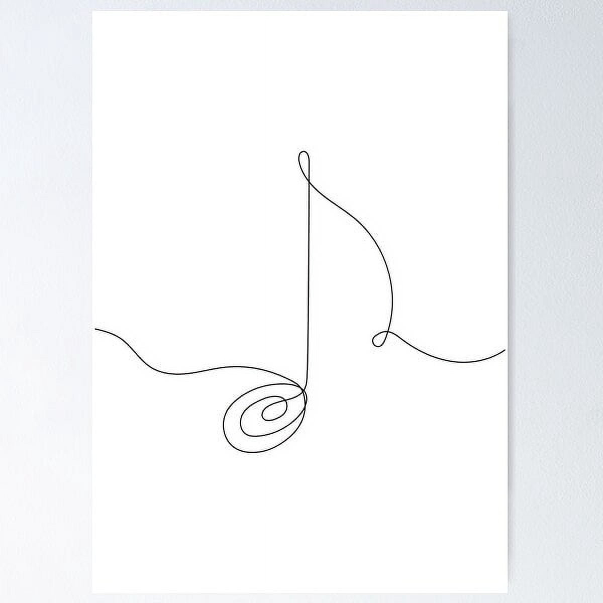 Music Note One Single Line Illustration Poster Wall Art, Modern Wall ...
