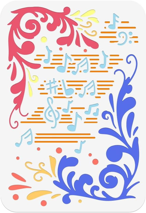 Music Note PET Painting Stencil 7x10 Inch Reusable DIY Art and Craft ...