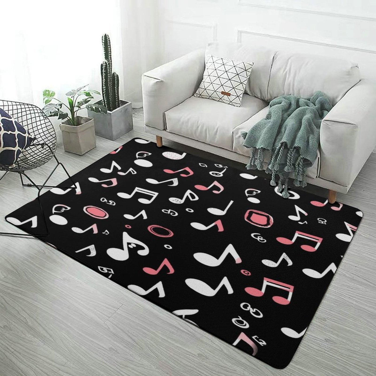 Music Note Pattern Background Carpet Area Rug Room Living Room Bedroom ...