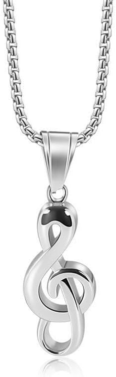 Music Note Pendant Necklace Stainless Steel Dainty Charm Musical Symbol ...