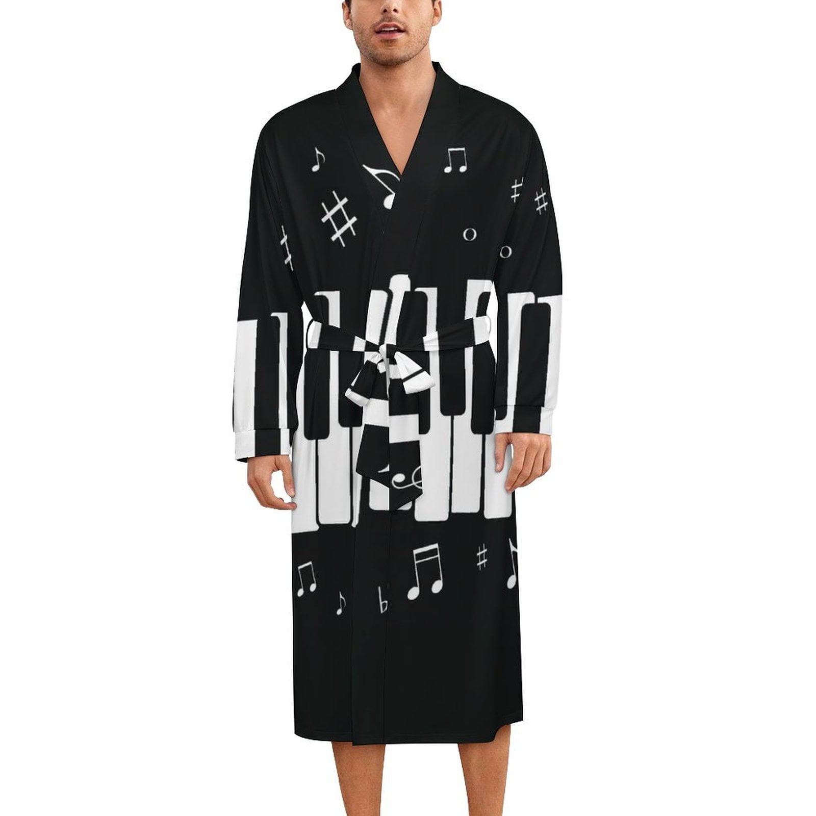 Music Note Piano Pattern Pajama Bathrobe SleepwearKnee Funny Shawl Gift ...