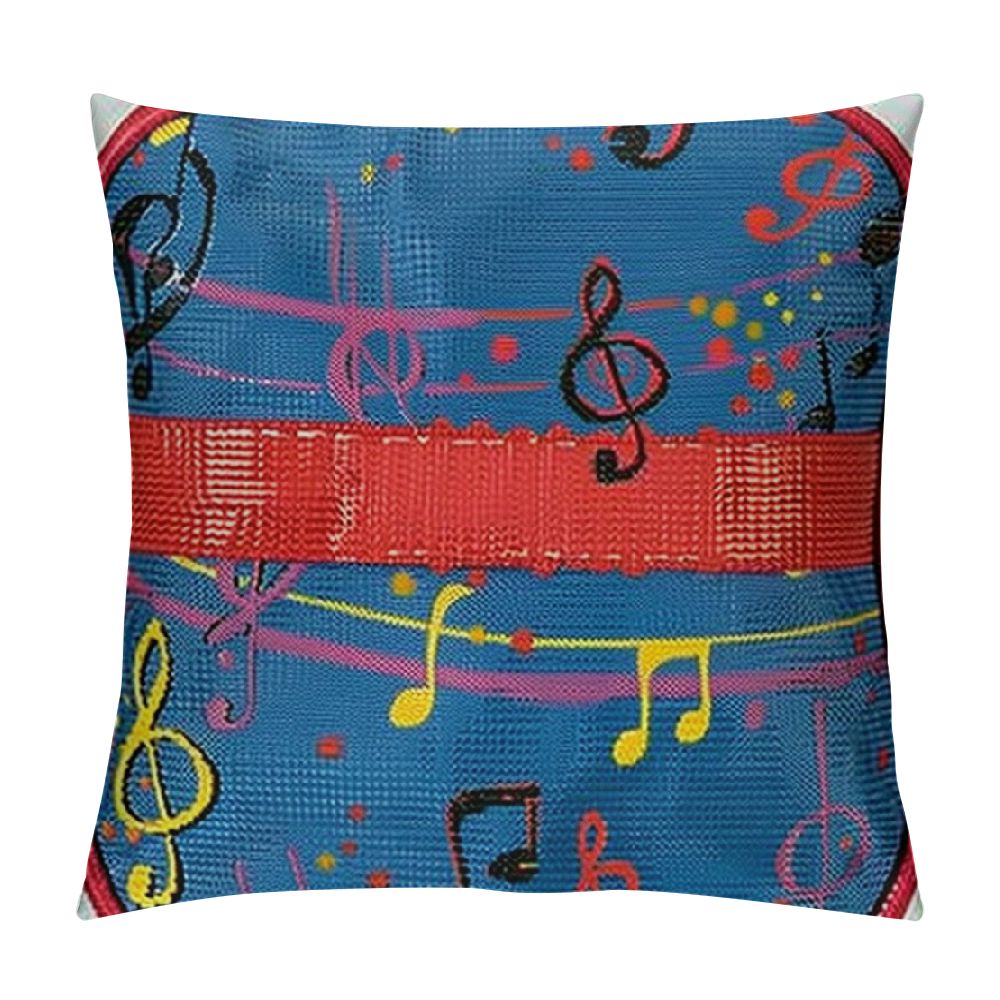 Music Note Pillow Cover Single Pack,Watercolor Staff Letter Reversible ...