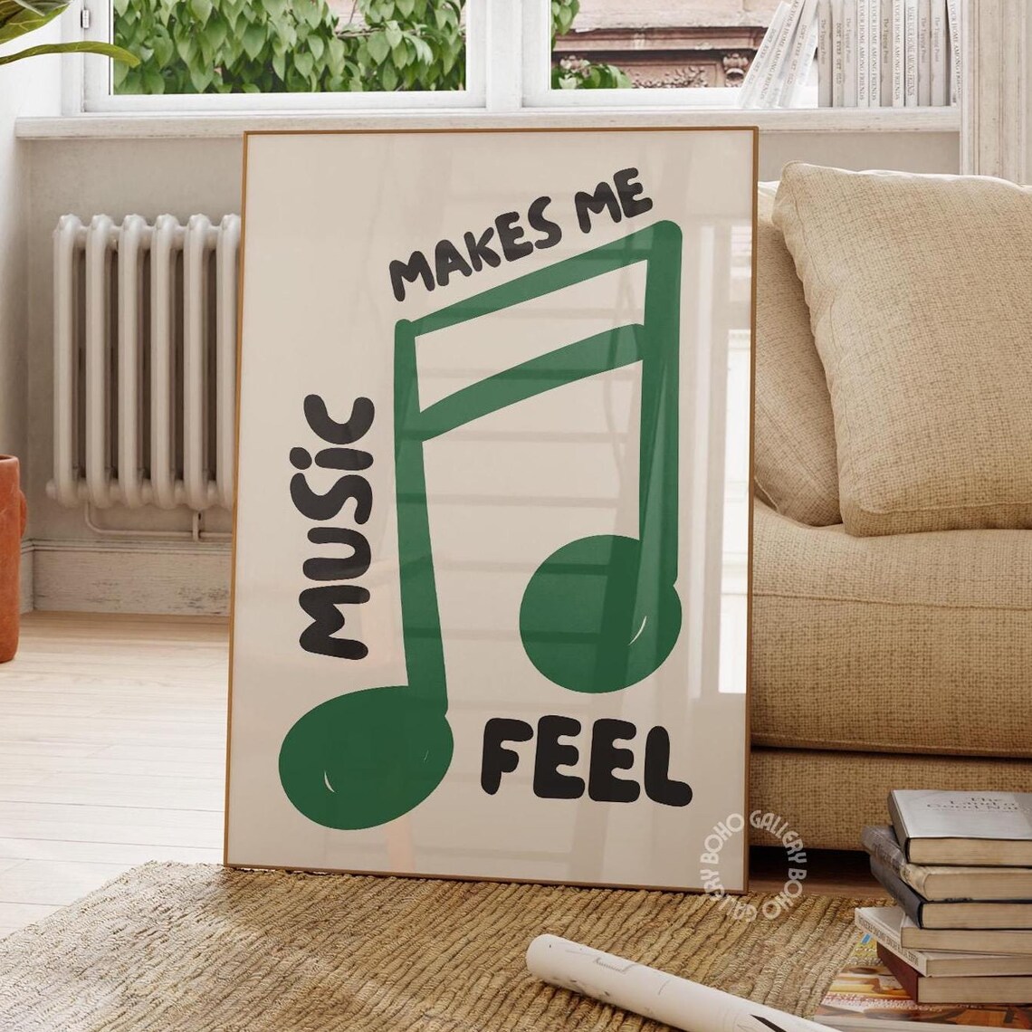 Music Note Poster Green Retro Trendy Wall Art Preppy Room Decor ...