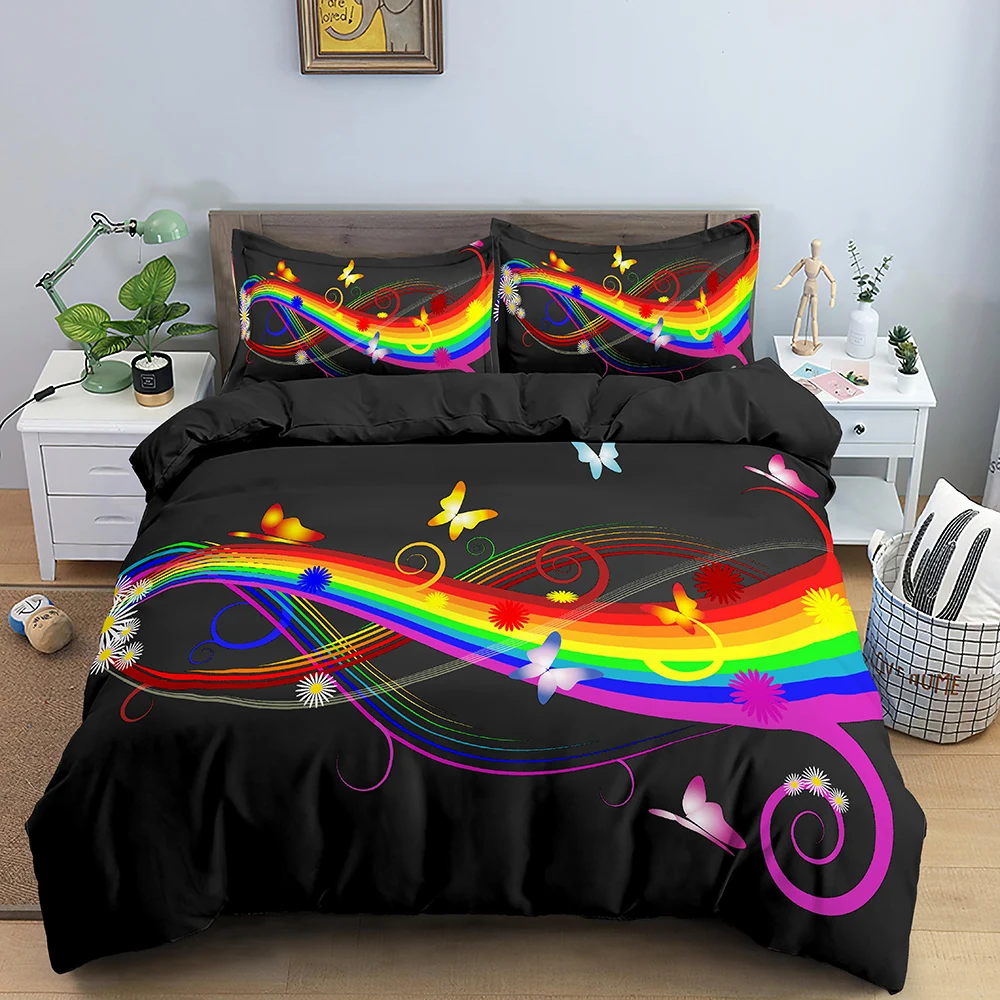 Music Note Print Bedding Set Psychedelic Duvet Cover Set Polyester ...