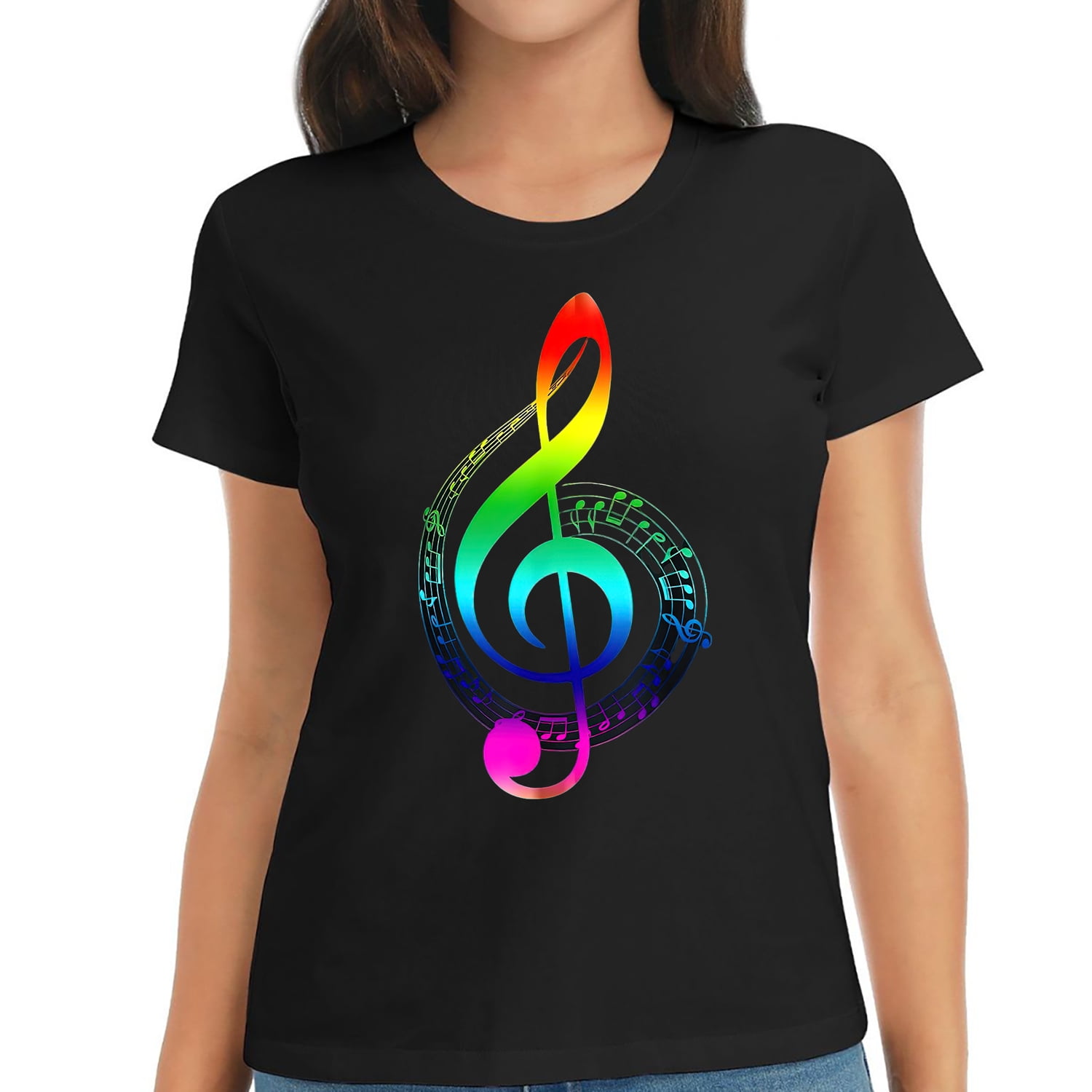 Music Note Rainbow Treble Clef Musical Symbol For Musicians T-Shirt ...
