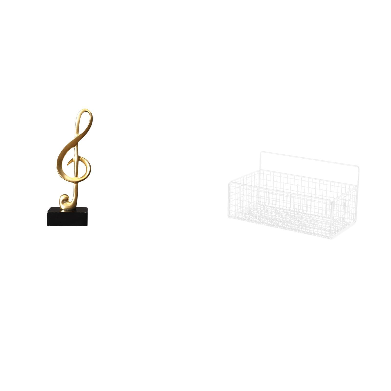Music Note Sculpture Storage Basket Wire Organizer Modern Resin ...
