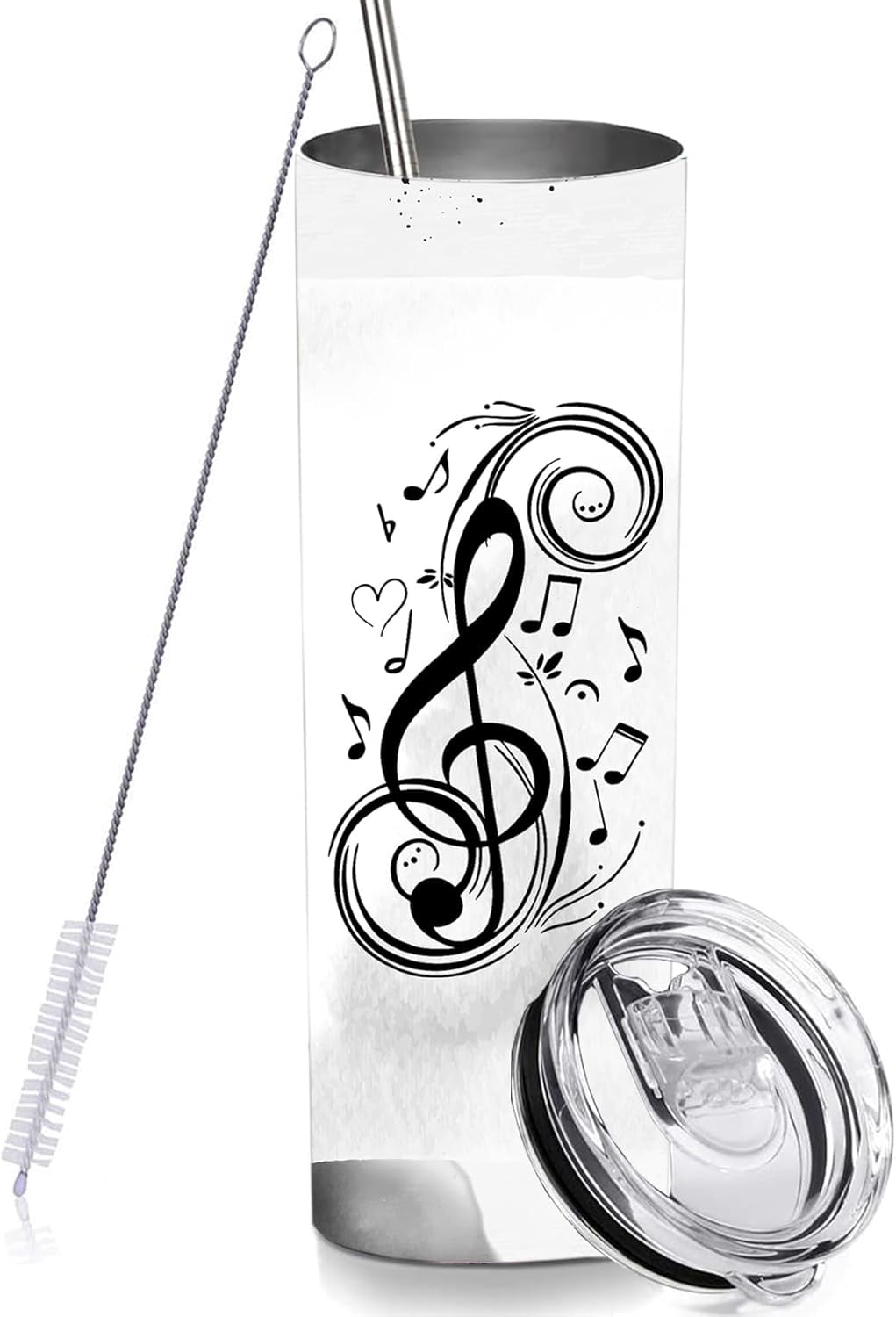 Music Note Skinny Tumblers with Lids and Straws, Vacuum Insulated Music ...