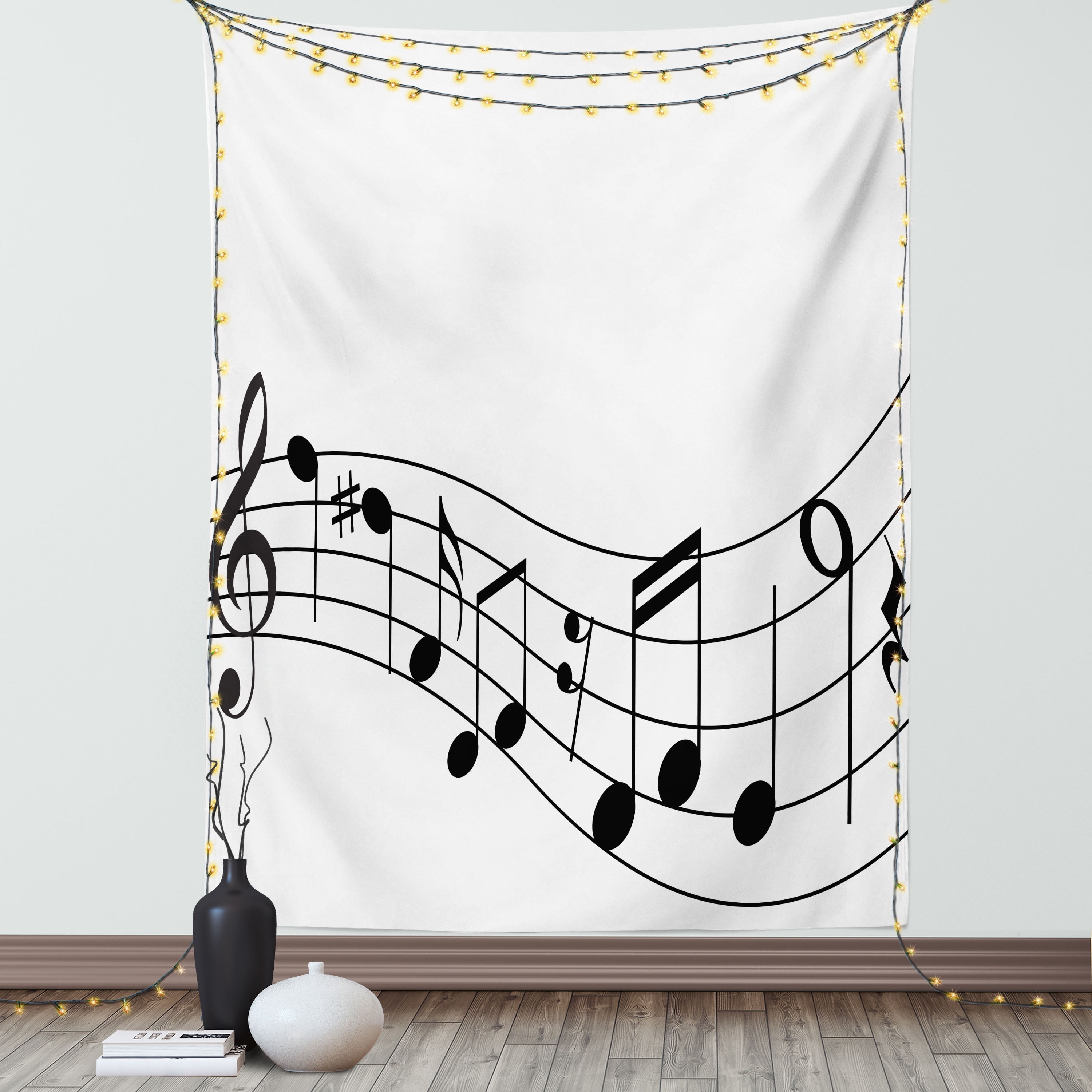 Music Note Tapestry, Educational Graphic Print of Notations Learning ...