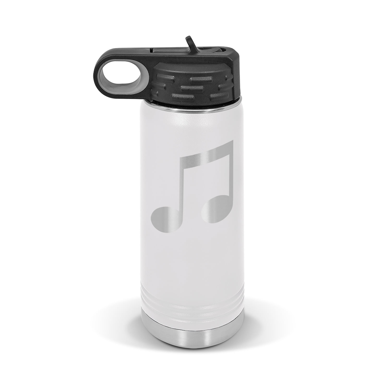 Music Note Water Bottle 20 oz - Laser Engraved w/ Flip Top Removable ...