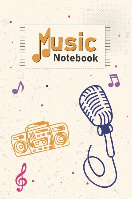 Music Notebook: Cassette Player, Mic, Music Notes on Cover With Cool ...