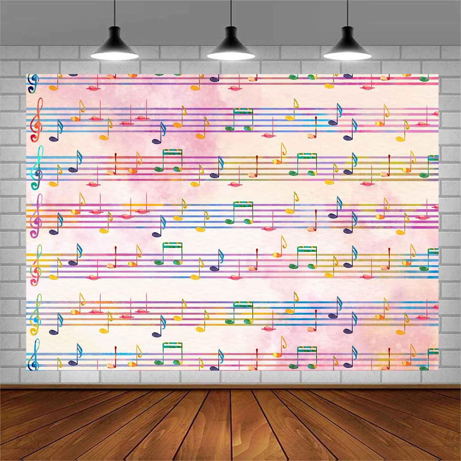 Music Notes Backdrop Colourful Sheet Music Background for Newborn Party ...