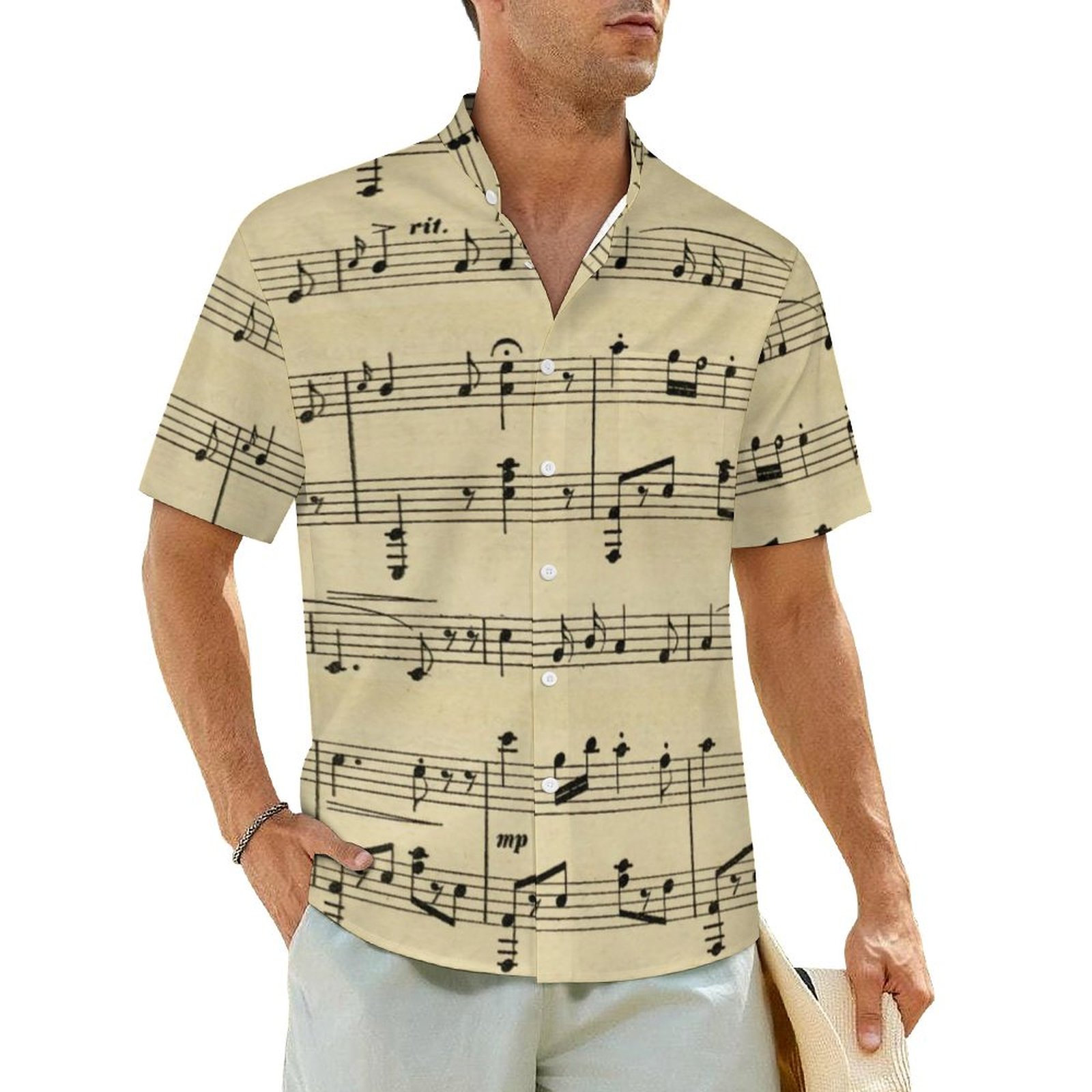 Music Notes Beach Shirt Men Blue and Black Trendy Casual Shirts ...
