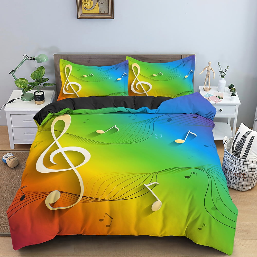 Music Notes Bedding Set Duvet Cover Set Piano Keys Keyboard Bed Set ...