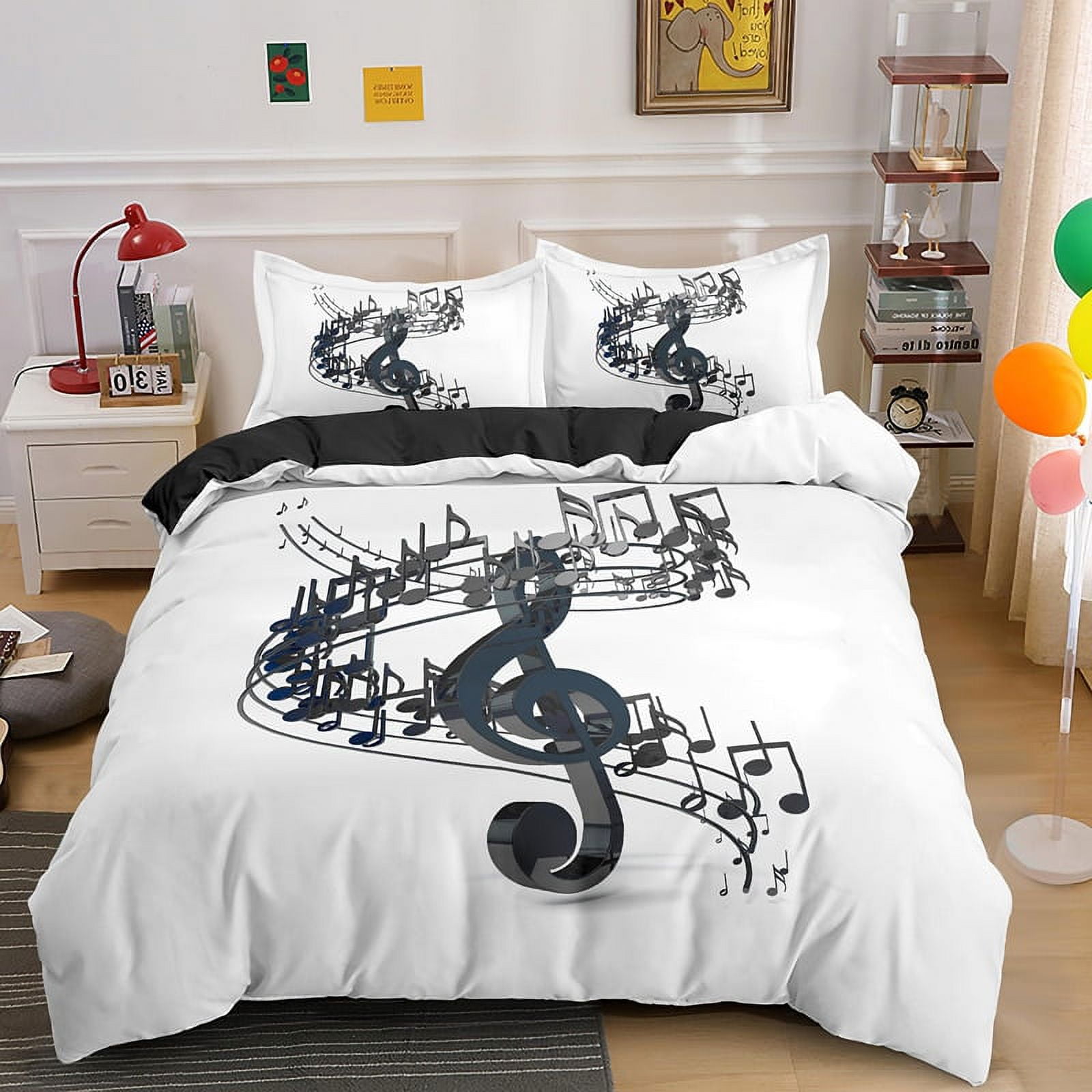 Music Notes Bedding Set Duvet Cover Set Piano Keys Keyboard Bed Set ...