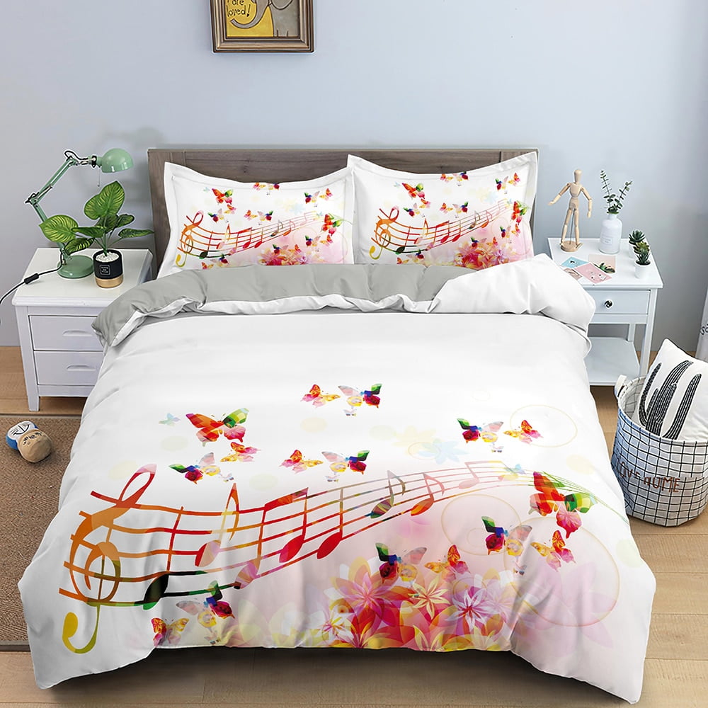 Music Notes Bedding Set Duvet Cover Set Piano Keys Keyboard Bed Set ...