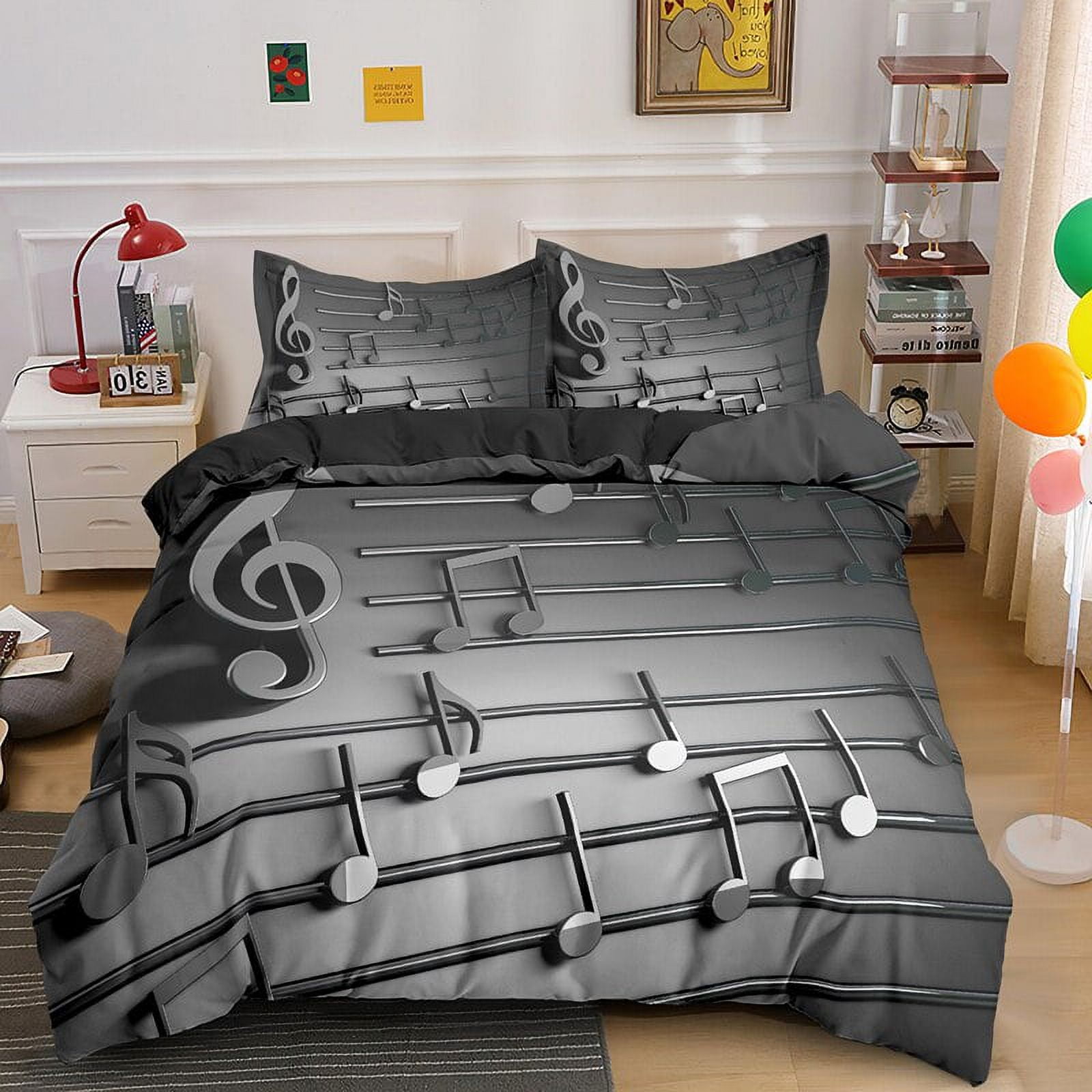 Music Notes Bedding Set Duvet Cover Set Piano Keys Keyboard Bed Set ...