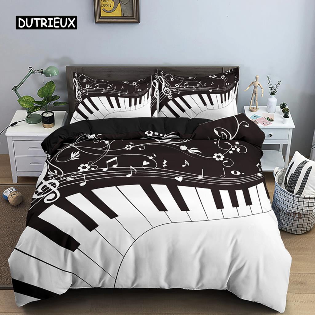 Music Notes Bedding Set Duvet Cover Set Piano Keys Keyboard Bed Set ...