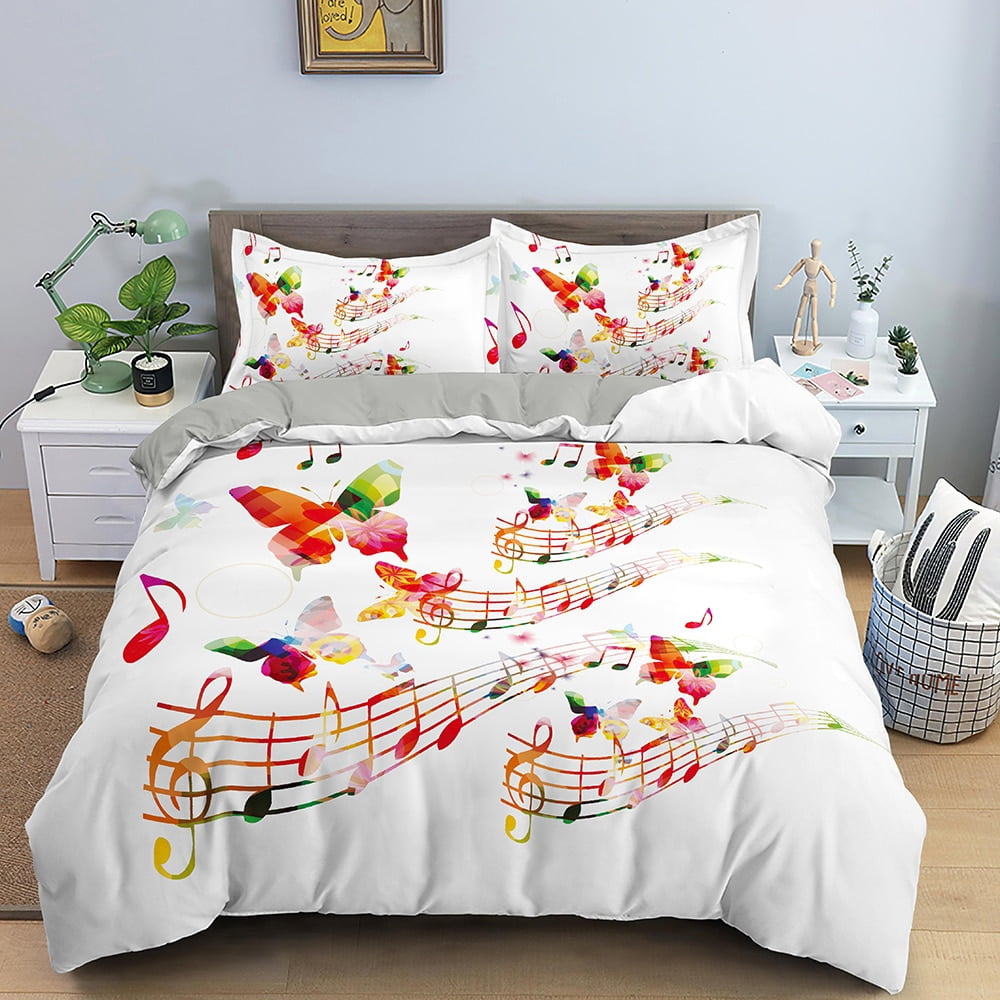 Music Notes Bedding Set Duvet Cover Set Piano Keys Keyboard Bed Set ...