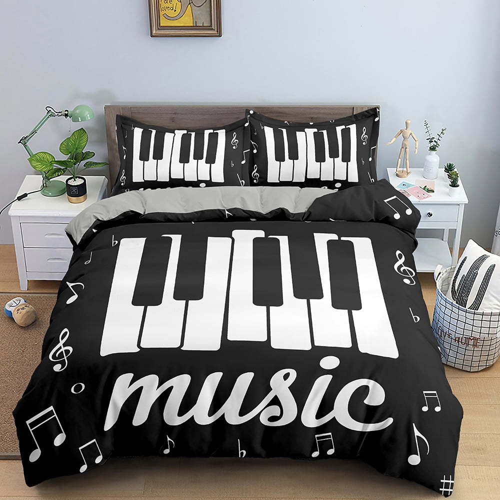 Music Notes Bedding Set Duvet Cover Set Piano Keys Keyboard Bed Set ...