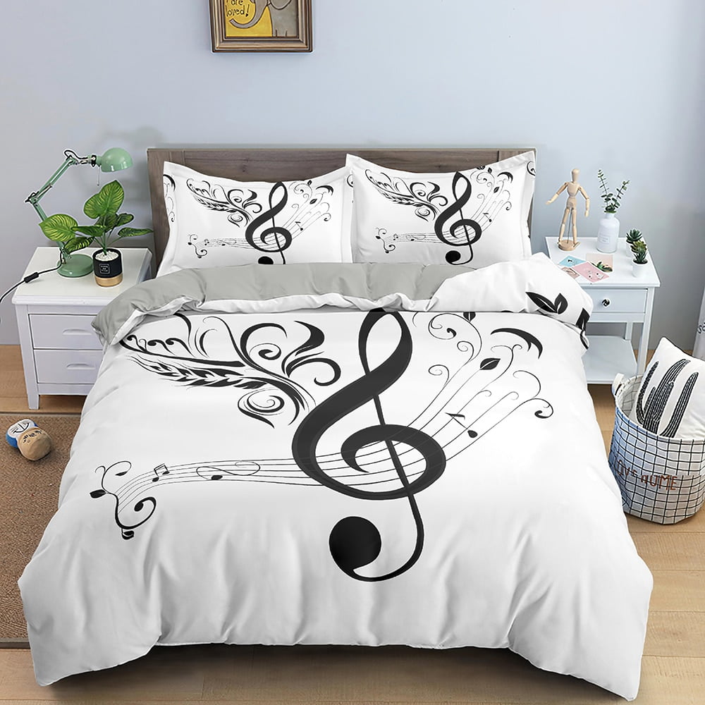 Music Notes Bedding Set Duvet Cover Set Piano Keys Keyboard Bed Set ...