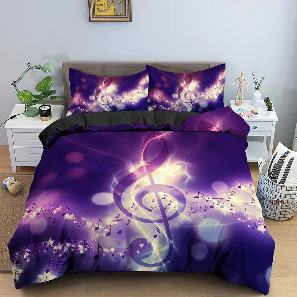 Music Notes Bedding Set Duvet Cover Set Piano Keys Keyboard Bed Set ...