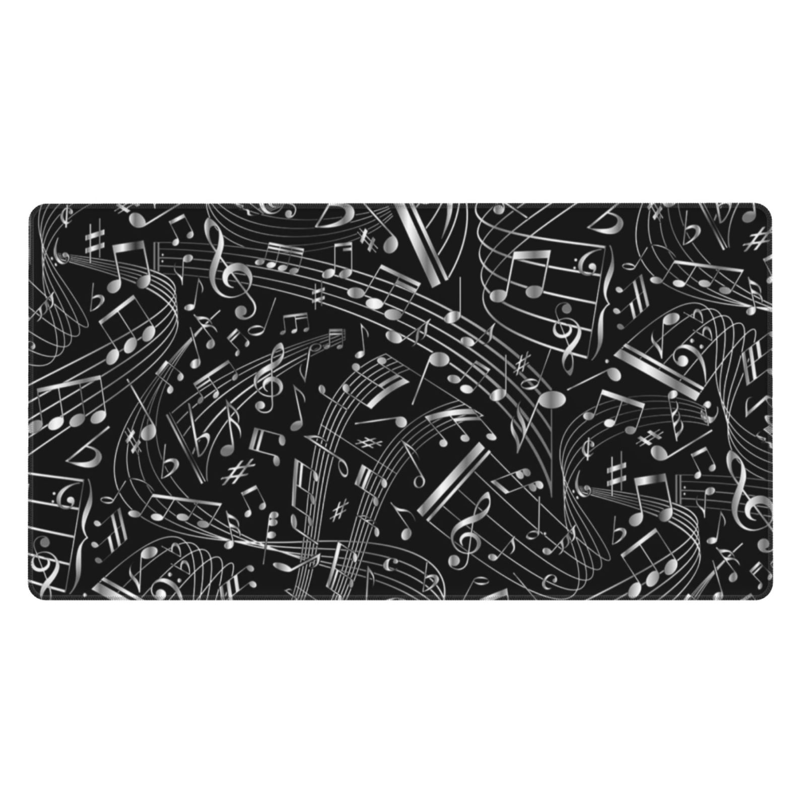 Music Notes Black Mousepad Large Mouse Pad Desk Pad Computer Keyboard ...
