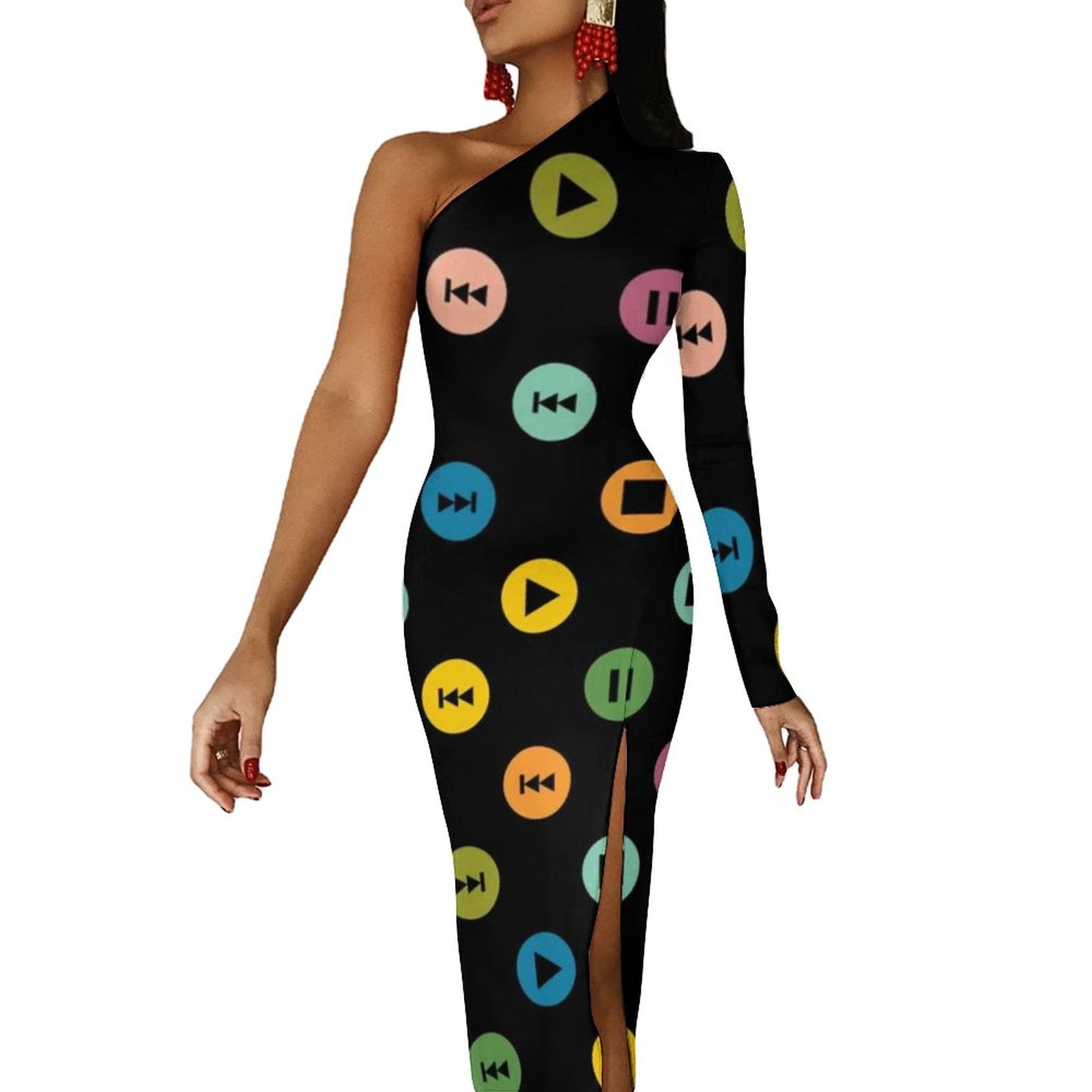 Music Notes Bodycon Dress Summer Musical Notation Pretty Side Split ...
