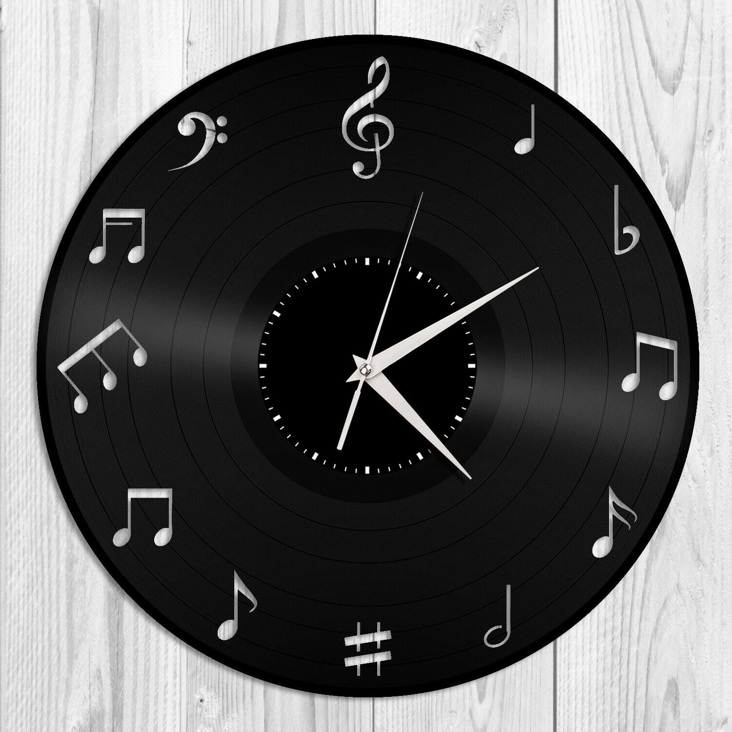 Music Notes Circle Vinyl Wall Clock Music Lovers Unique Gift Home ...