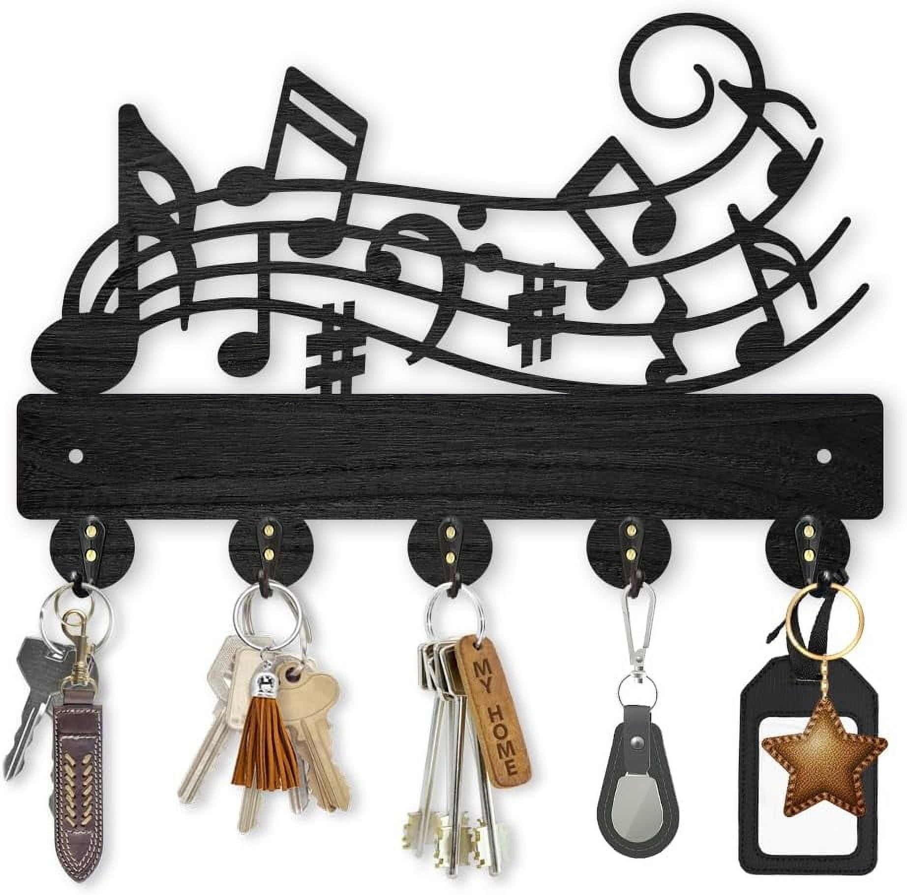 Music Notes Coat Hook Wall Mount 11.8×7.9inch Wood Musical Key Holder ...