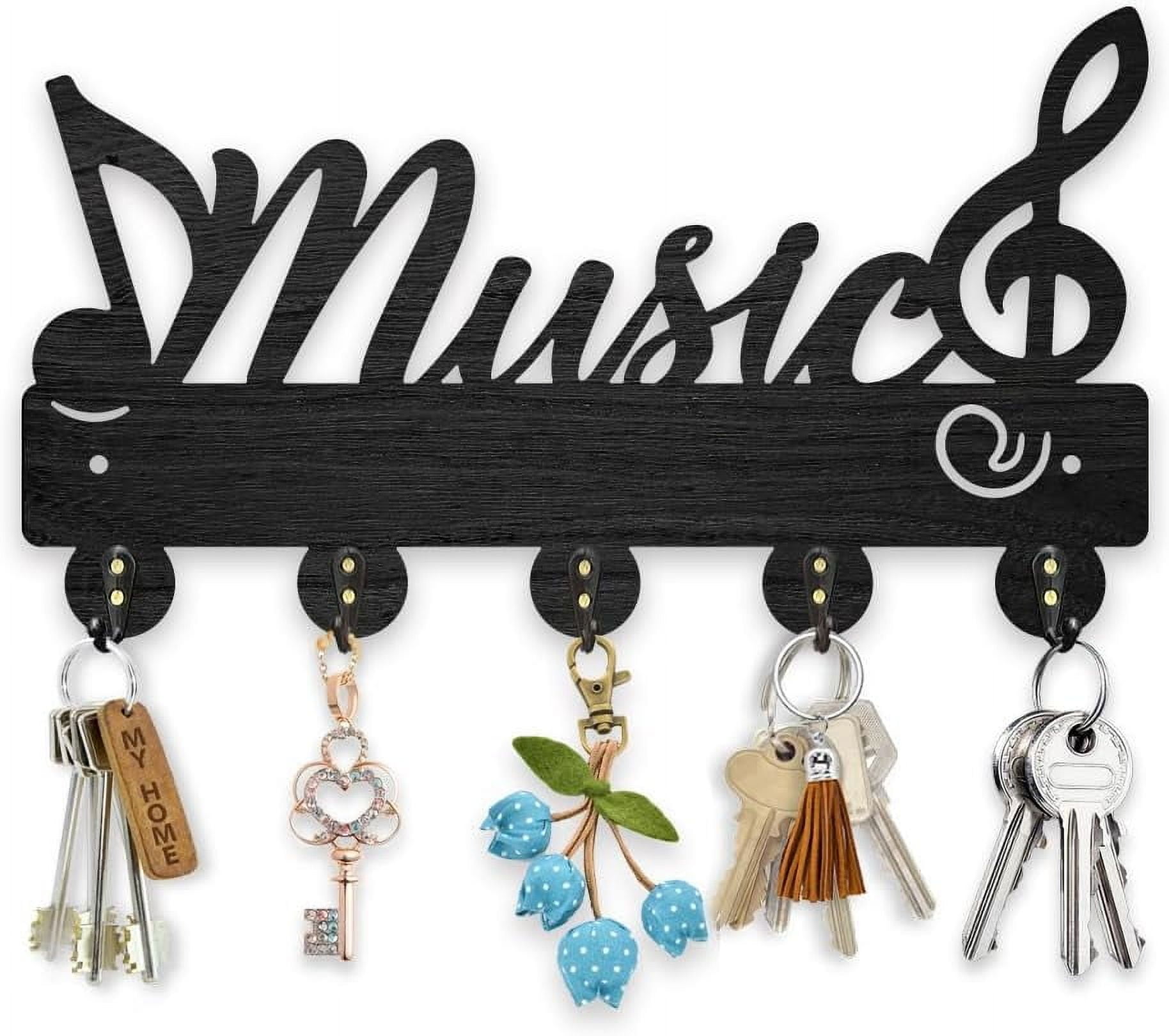 Music Notes Coat Hooks Wall Mounted Wood Key Holder for Wall 11.8×6 ...