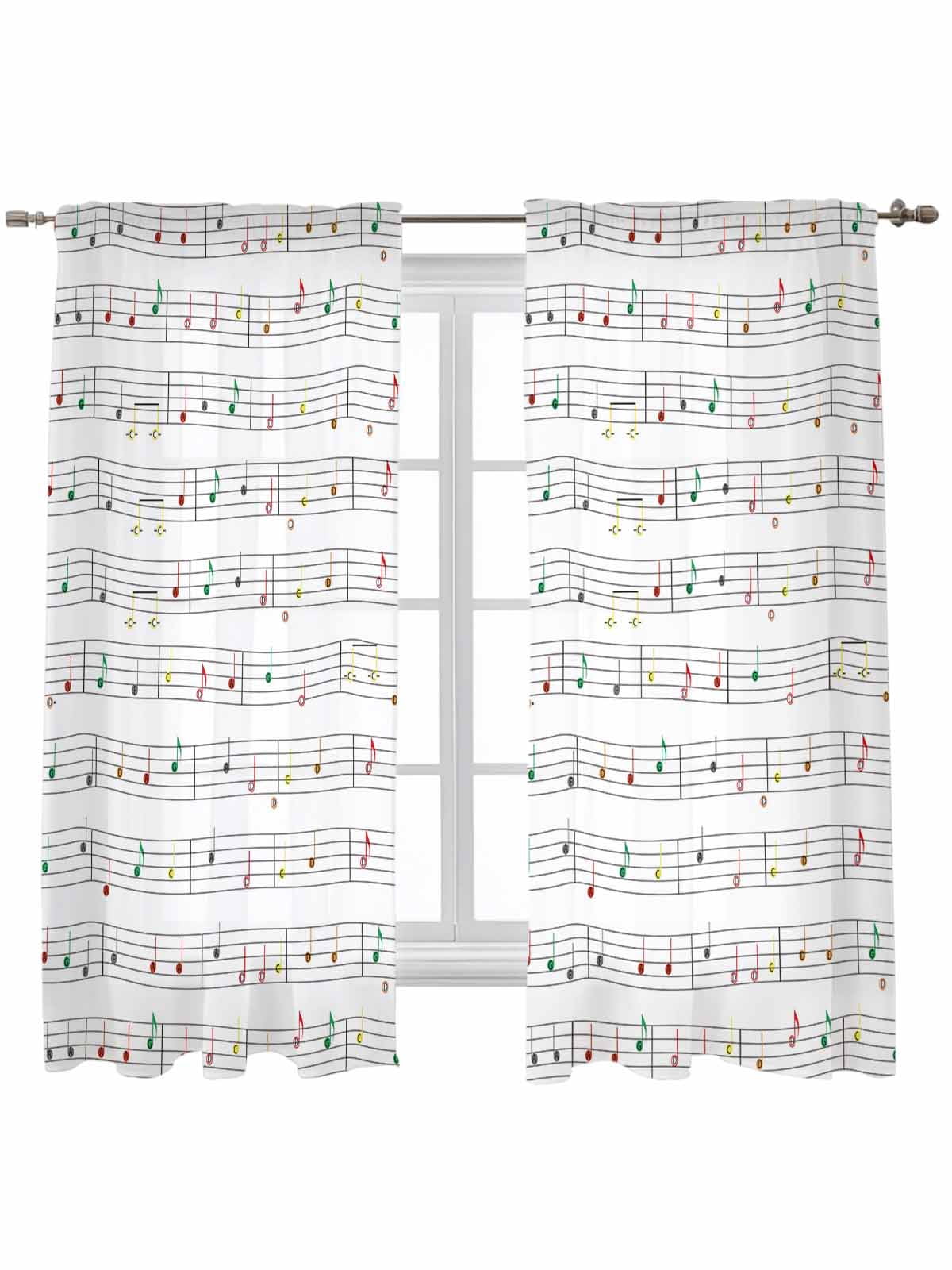 Music Notes,Curtains 72 Inch Length,Sheer Curtains for Bedroom Living ...