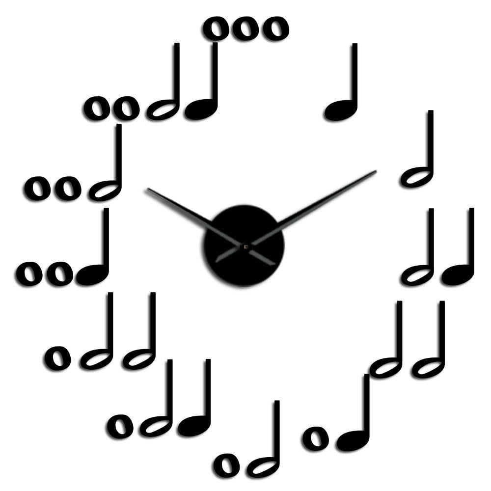 Music Notes Frameless Wall Clock Stickers, DIY Modern Decorative Clocks ...