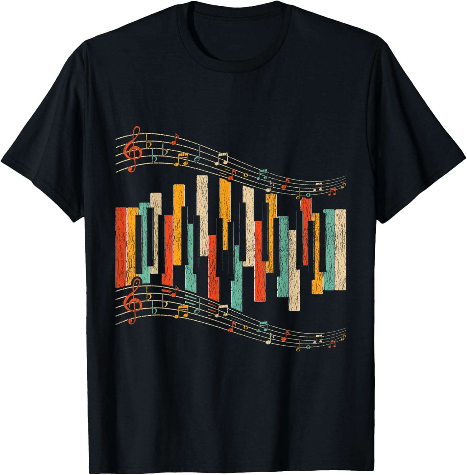 Music Notes Keyboard Pianist Gift Piano T-Shirt - Walmart.com