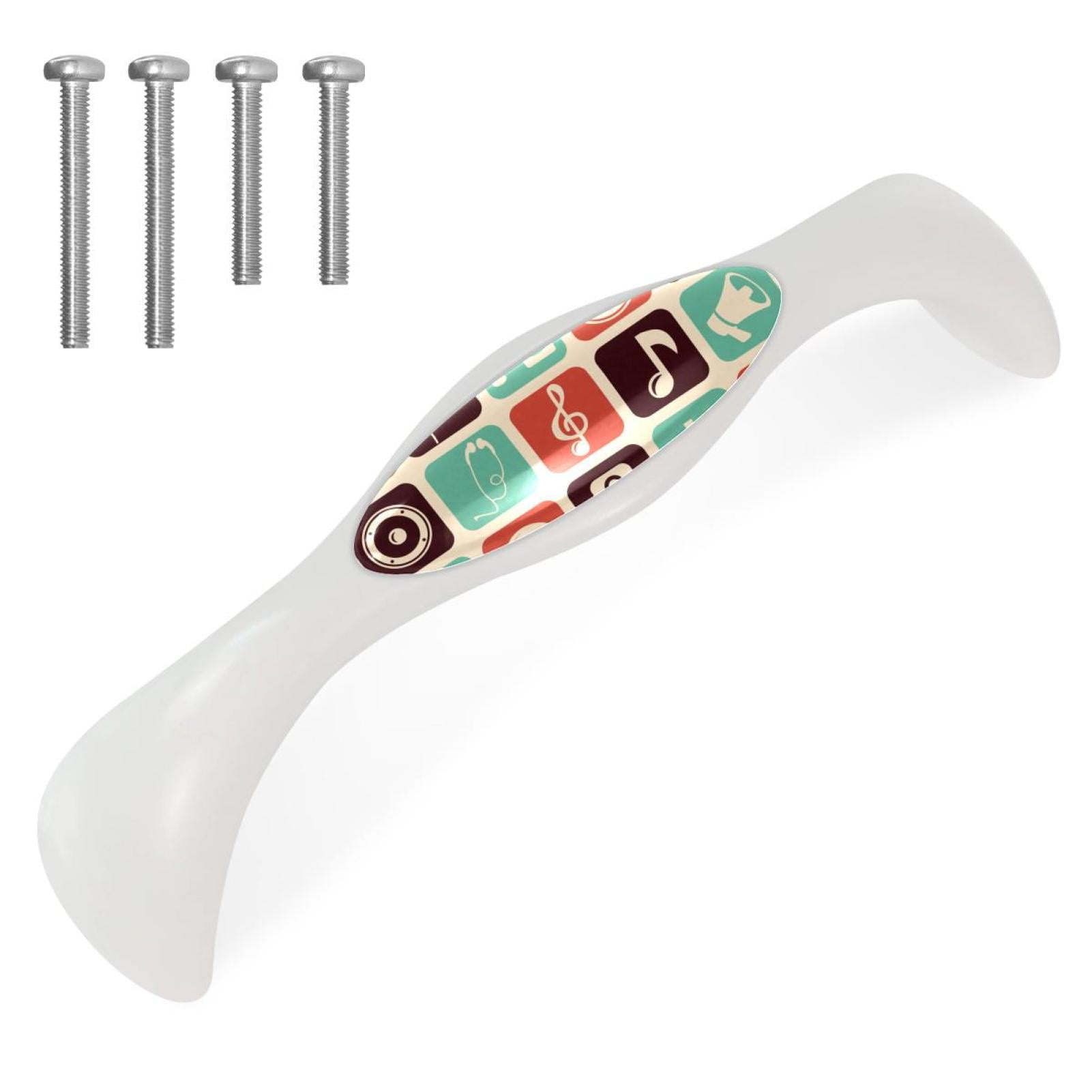 Music Notes Knob 4 Pack Arched Drawer Pulls Crystal Glass White Knobs ...