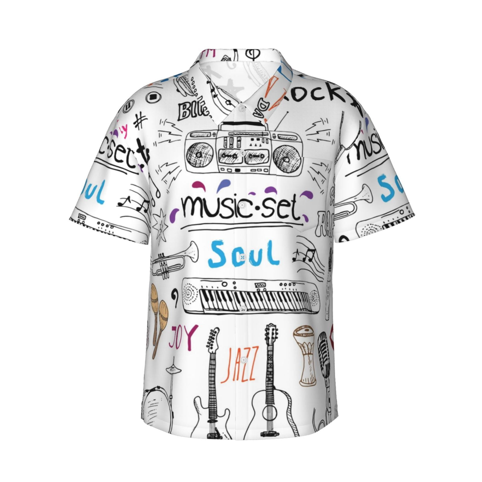 Music Notes Men's 3d Print Casual Button Down Shirts, Novelty Hawaiian ...